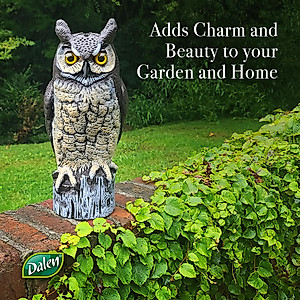 Dalen Large Fake Owl Decoy to Scare Birds Away - Garden Scarecrow Provides Natural Pest Control - 16" Tall - Great Horned Owl