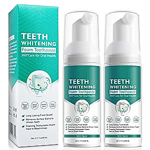 Teeth Whitening Toothpaste, 2 Pack Citrus Baking Soda Toothpaste, Foam Whitening Toothpaste, Ultra-fine Mousse Foam Deeply Cleaning Gums, Stain Removal
