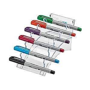 AdirOffice Horizontal 6 Slot Display Stand in Pack of 2 - Durable Acrylic Holder for Pen Makeup Brush - Organizer for Home Office & Store Use (Clear)