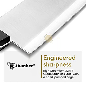 Humbee - Chef Knife 8 Inches - Stainless High Carbon Steel Full Tang Blade for Pro and Personal Use Ergonomic Handle Comfortable Grip