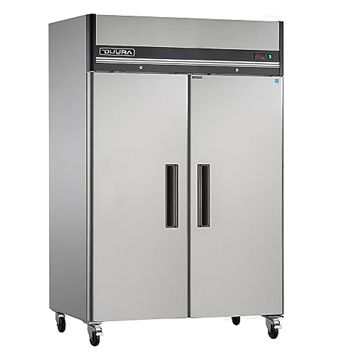 DUURA 54" Commercial Freezer 2 Door Reach-in Stainless Steel Freezer with Top Mounted Condenser for Restaurant, Bar, Shop, 49 Cu.Ft., Silver
