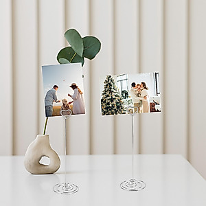 KEJJNYER 20 Pack Wedding Table Number Holder Stands, 8.75 Inch Place Card Holder Table Card Holder Stand Picture Card Holder for Wedding, Restaurant, Birthday(Silver)