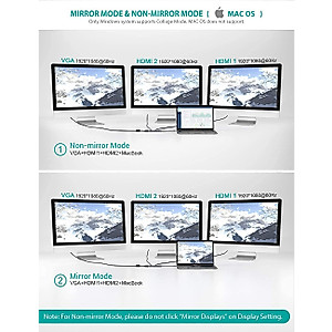 USB C Hub, Tiergrade 9 In 1 Triple Display Collage Display Laptop Docking Station with 2 4K HDMI, VGA, PD, USB 3.0 and TF/SD Card Reader, USB C Dock for MacBook/Dell/HP/Lenovo and Other Type-C Laptops