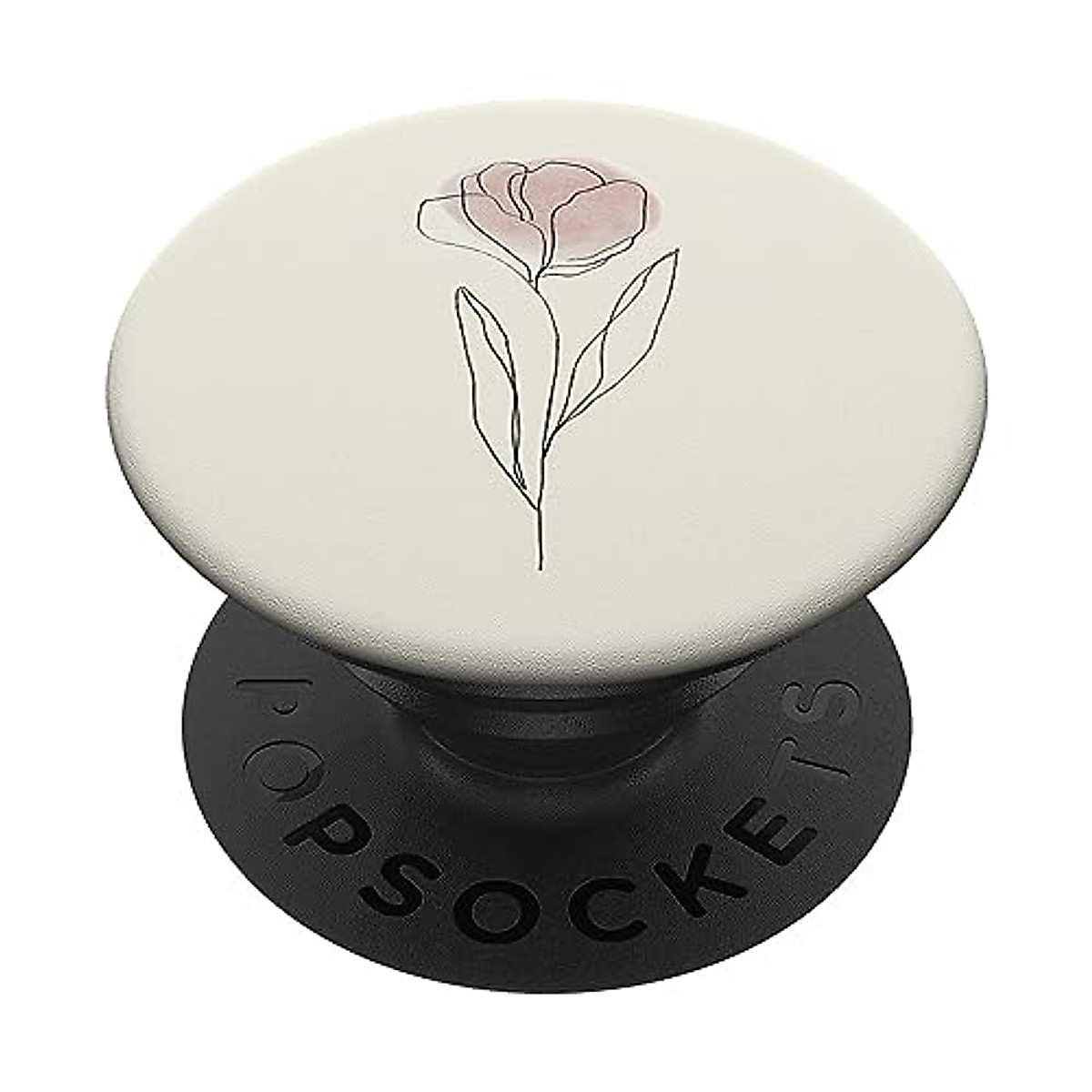 Minimalistic Boho Tulip Flower Line Art Pastel Beige PopSockets Standard PopGrip