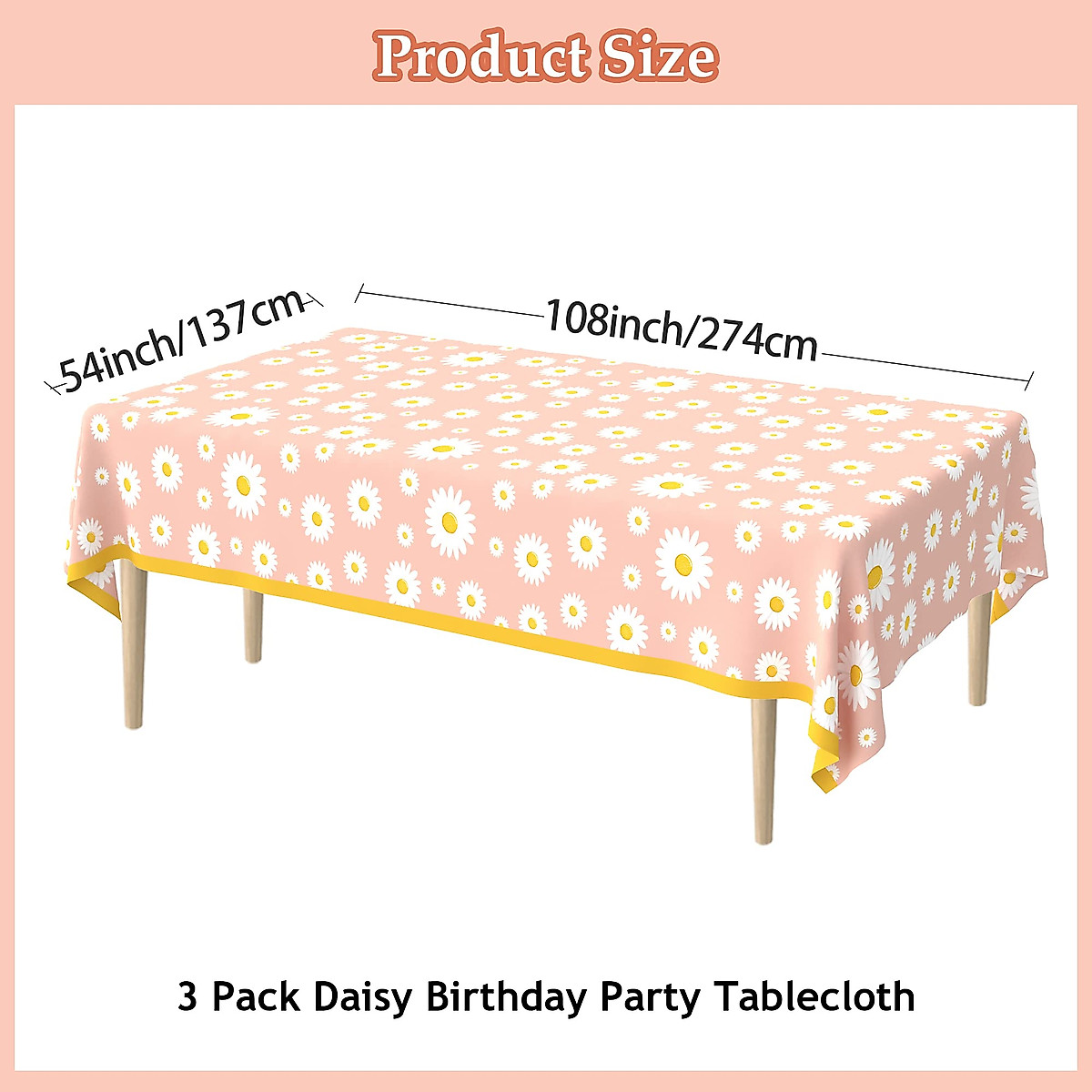 3 Pack Daisy Tablecloth Daisy Flower Birthday Party Decorations for Girls Disposable Plastic Groovy Table Cloth Groovy Retro Hippie Party Table Cover for Weddings Baby Shower Birthday Party Supplies