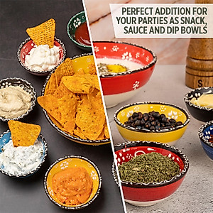 Bascuda® Small Ceramic Bowls Set of 6 with Gift Box - Snack Bowls for Tapas, Dessert, Nuts, Olive, Soy Sauce Dish, Dip - Colourful Decorative Moroccan Spanish Mexican - Decorative Bowl - 3.14 Inches