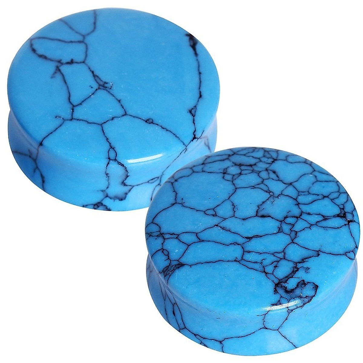 Turquoise Stone Organic Double-sided Flare Gauges / plugs / Tunnels 2 Piece (1 Pair) (B/5/2/30) (00g (10mm))