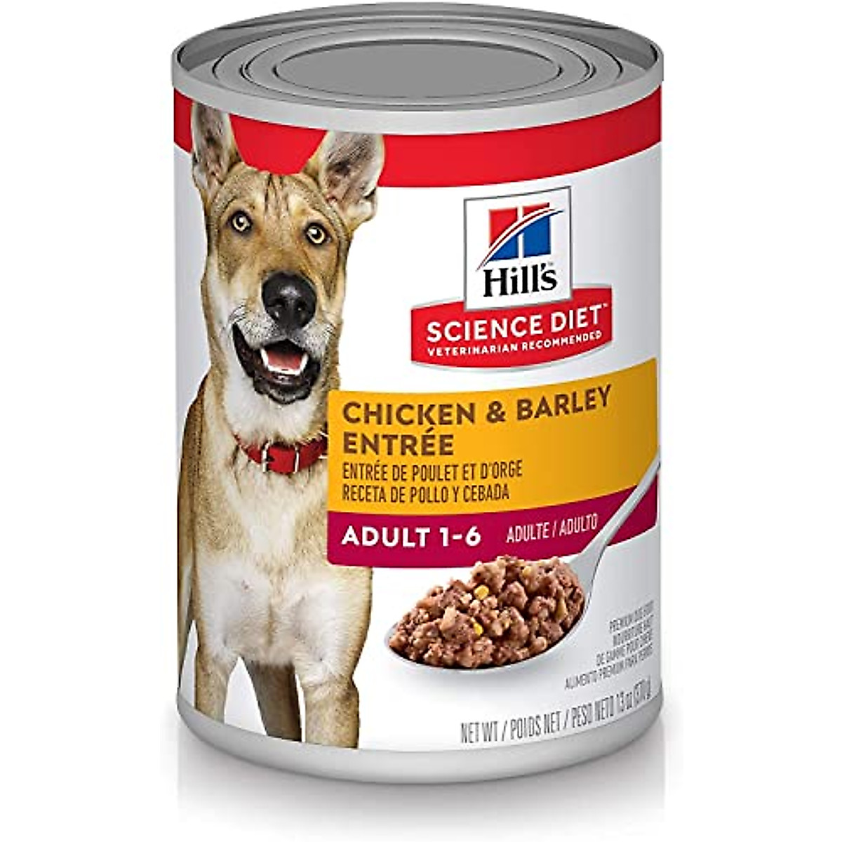 Hill's Science Diet Wet Dog Food, Adult 1-6, Chicken & Barley Entrée, 13 oz. Cans, 12-Pack
