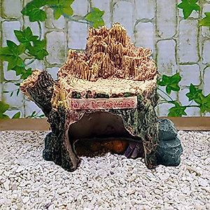 Reptile Hideout Cave,Lizard Hiding Cave Resin Rock Hideaway Habitat Aquarium Decor for Amphibians Lizard Hermit Crab Gecko Spider Frog Betta Fish Crayfish