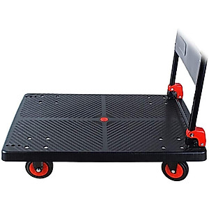 Generic Folding Cart with Wheels, Push Cart Hand Trucks Utility Carts Platform Trucks, 4 Wheels Foldable Heavy Duty Trolley, Maximum Load 440lb (Size : 73 * 47CM)