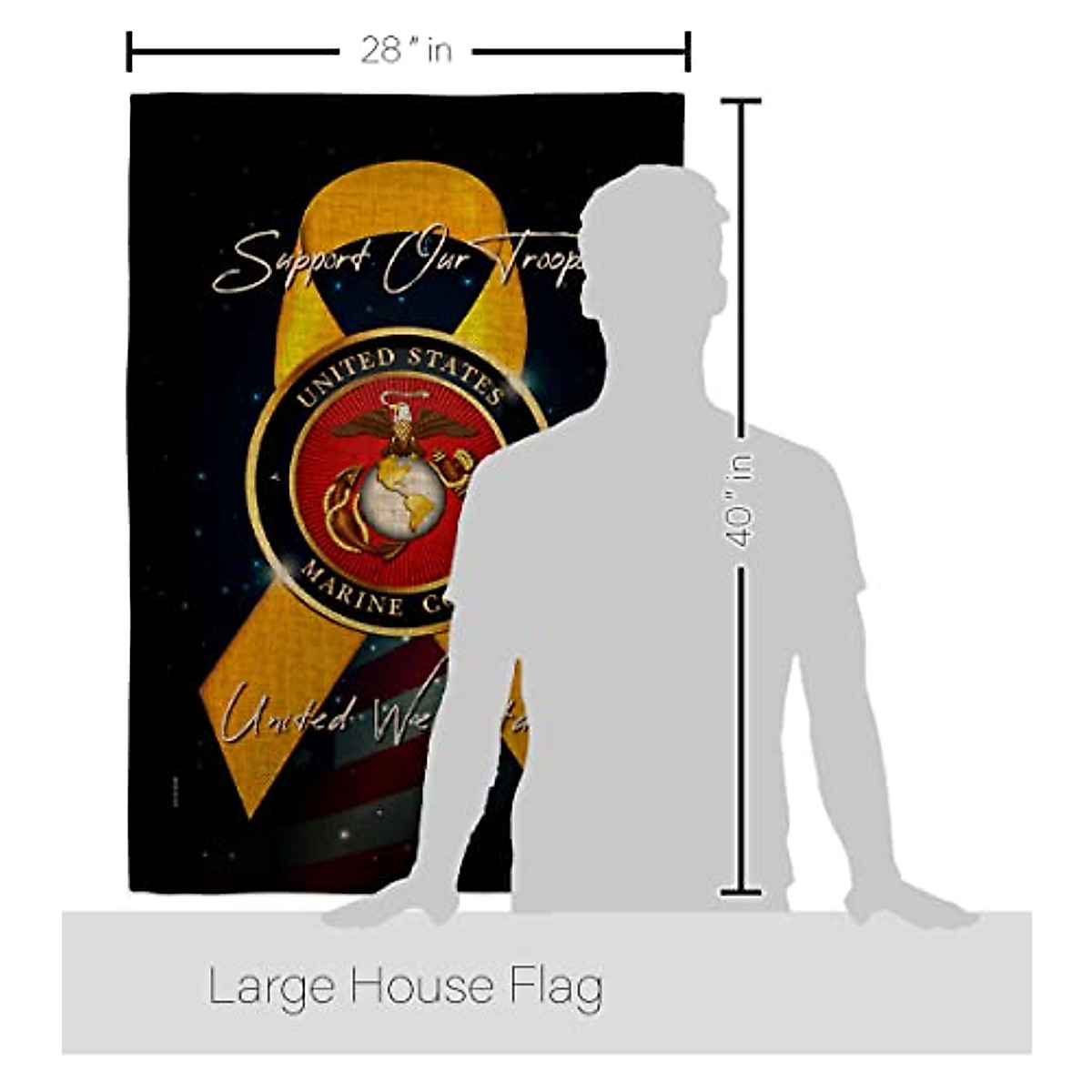 Breeze Decor Support Marine Corps Burlap House Flag Set Armed Forces USMC Semper Fi United State American Military Veteran Retire Official Banner Small Garden Yard Gift Double-Sided, Made in USA
