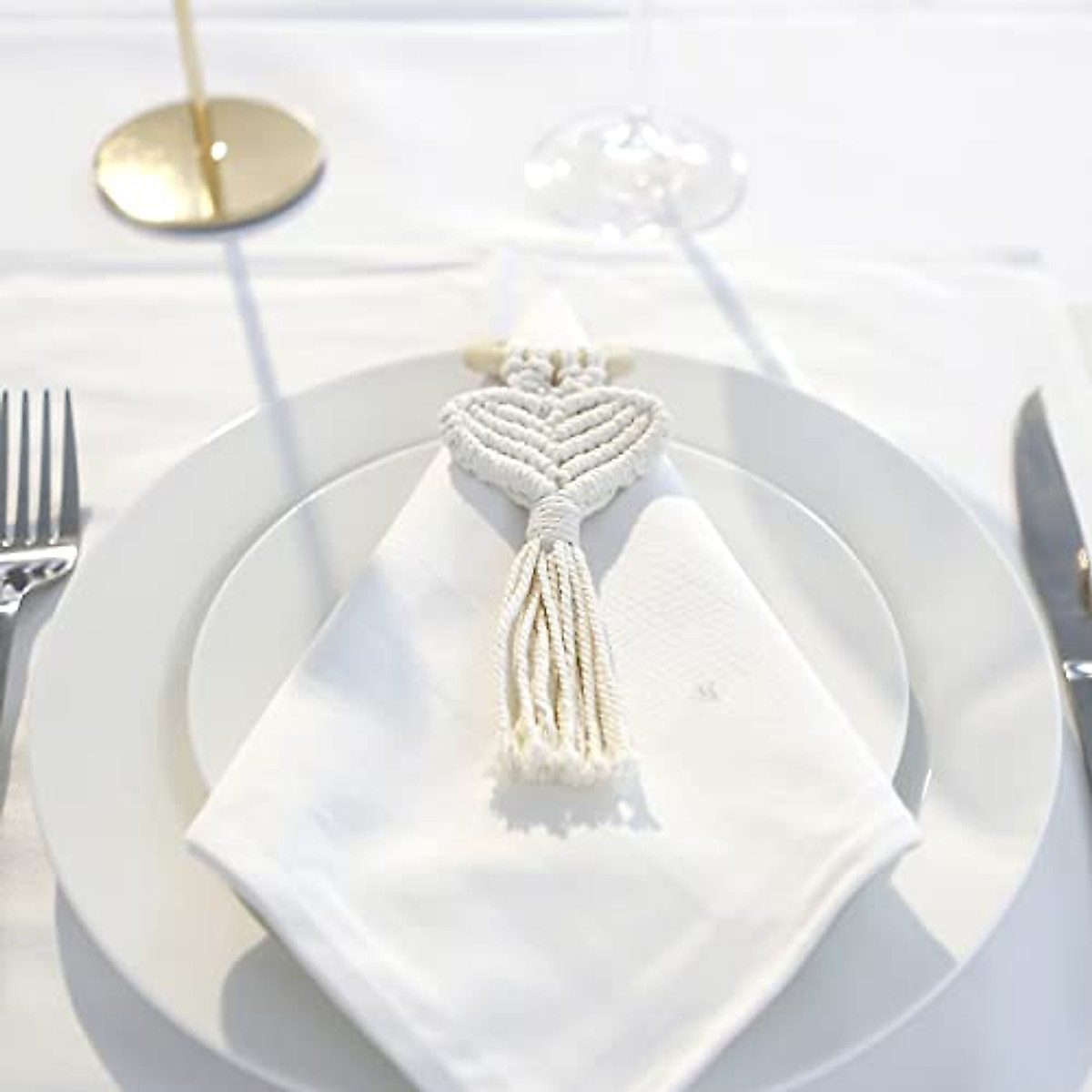 ZOONAI Hanging Handmade Weaving Love Pendant Car Ornament Modern Home Decoration Accessories Hanging Pendant for Bedroom Nursery Room (White)