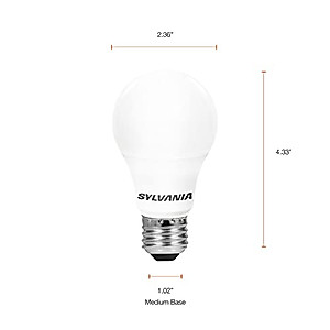 SYLVANIA LED A19 Light Bulb, 60W Equivalent, Efficient 8.5W, Frosted, 5000K, Daylight - (79284), 4 Count (Pack of 1)