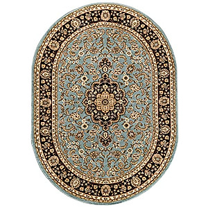 Noble Medallion Light Blue Persian Floral Oriental Formal Traditional Area Rug (6'7" x 9'6" Oval) Easy to Clean Stain Fade Resistant Shed Free Modern Contemporary Soft Living Dining Room Rug