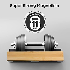 JEJEGO Aesthetic Magnetic Spice Racks Organizer for Refrigerator, 4 Pack Movable Magnetic Fridge Shelf for Laundry and Kitchen Organization, Metal and Natural Bamboo, Black