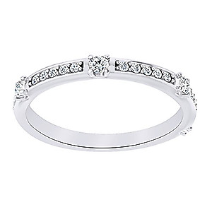 AFFY White Natural Diamond Engagement Wedding Band Ring in 14K Solid White Gold (0.25 Cttw), Ring Size-8