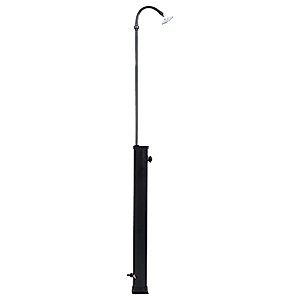 vidaXL Garden Solar Shower,Stand Portable Mobile Wooden Garden Shower Camping Water Pressure Shower for Backyard Pool Outdoor Swimming,Black 84,6" 2,1 gal