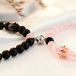 KINGSIN Long Distance Relationship Gifts Matching Couples Stuff Crown King Queen Bracelet Bracelet Couple Gift for Boyfriend Girlfriend Him Her Husband Wife Friendship