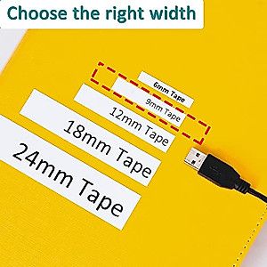 Hehua Compatible 9mm 0.35 Laminated White Tape Replace for Brother P-Touch TZe-221 TZe221 TZ221 TZ-221 TZe Label Tape for PTD210 PTD200 PTH110 PTD400 PTD600 PT1290 Printer ( Black on White, 6-Pack )