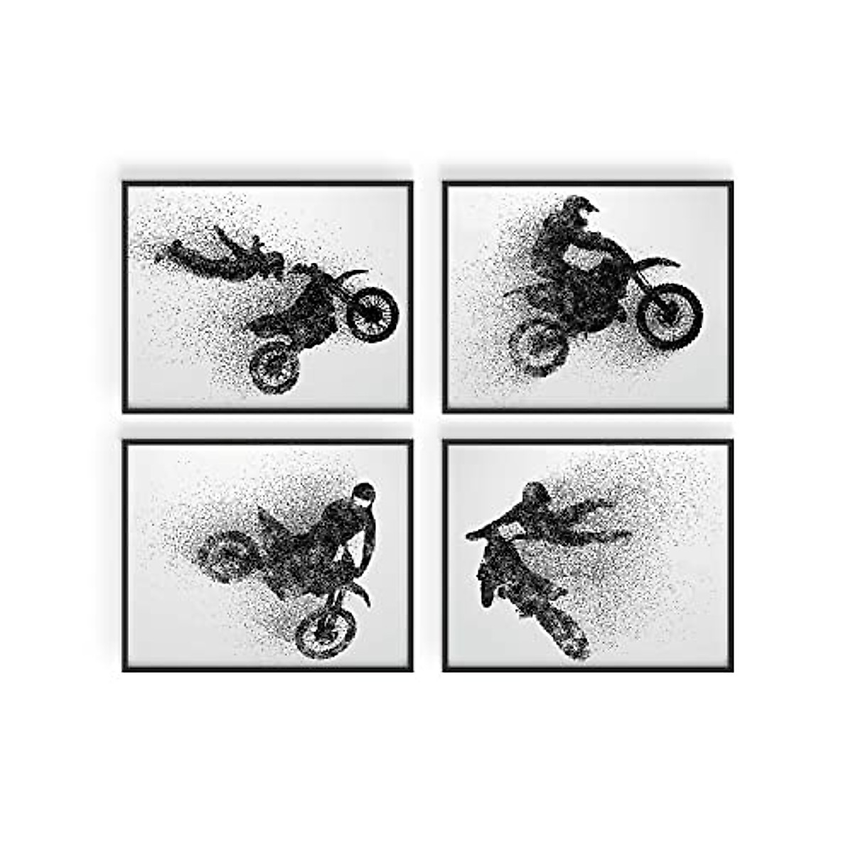 Motocross Wall Art Prints - Set of 4 (8x10) Unframed Motocross Posters - Motocross Room Decor For Men Kids Teenagers - Motocross Poster Set For Bedroom Man Cave - Motocross Wall Decor - Motocross Posters for Wall, Brap