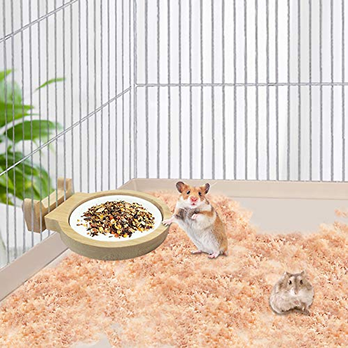 Hamster Food Bowl Ceramic Water Bowl Hanging Crates Mini Pet Bowl for Hamster Mice Bird Guinea Pig and Other Small Animals（2 Pack）