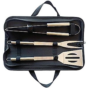 LLRY BBQ Grilling Tools Set - Stainless Steel Grilling Accessories with Free Portable Bag. (3PCS)
