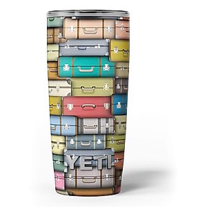 Design Skinz Multicolored Traveling Suitcases - Skin Decal Vinyl Wrap Kit Compatible with The Yeti Rambler Cooler Tumbler Cups