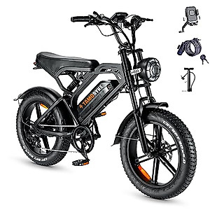 Tamobyke V20 Electric Bike 20 * 4.0 Black Fat Tire, 750W Motor /27-28mph Top Speed Ebike/Removable 48V 15Ah Lithium Battery, Dual Hydraulic Brake,Steering Light Ebike for Adults.