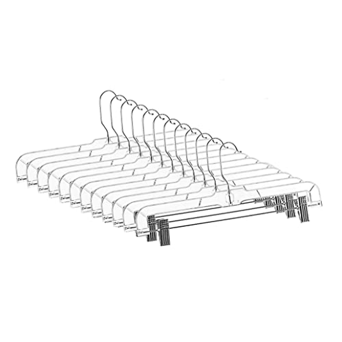 Jeronic 12 Pack Slack Pant Hangers Skirt Hangers with Clips, Clear