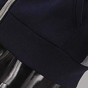Mens Zipper Hooded Sweatshirts, Thenlian Men‘s Long Sleeve Autumn Winter Patchwork Zipper Pocket Hoodies Top Blouse(Navy, XXL)