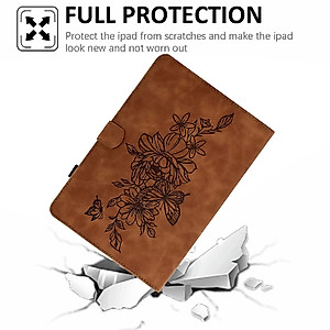 MonsDirect Case for Samsung Galaxy Tab A8 10.5 inch 2022, Suede Leather Multi-Angle Stand Cover, Smart Auto Wake/Sleep Folio Case with Pen Holder for 10.5" Galaxy Tab A8 [SM-X200/X205/X207], Brown