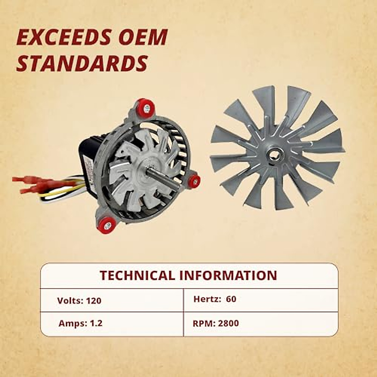 Harman 3-21-08639 Combustion Blower Exhaust Fan Motor Upgrade Fits Pellet Stoves P43 P61 P68 XXV Accentra 52I Advance P35I PC45 PF100 PF120 BA100 BH105 Replaces Part 3-21-08415