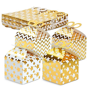 Paper Gift Boxes for Party Favors, Gold Foil (3.7 x 3.2 Inches, 36-Pack)