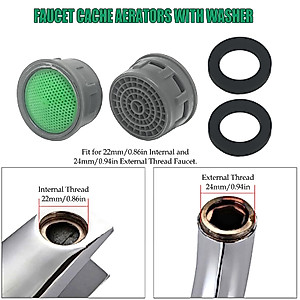 10Set Faucet Cache Aerators with Washer, Sink Aerator Replacement Parts,Fit for 22mm/0.86in Internal and 24mm/0.94in External Thread Faucet Aerators