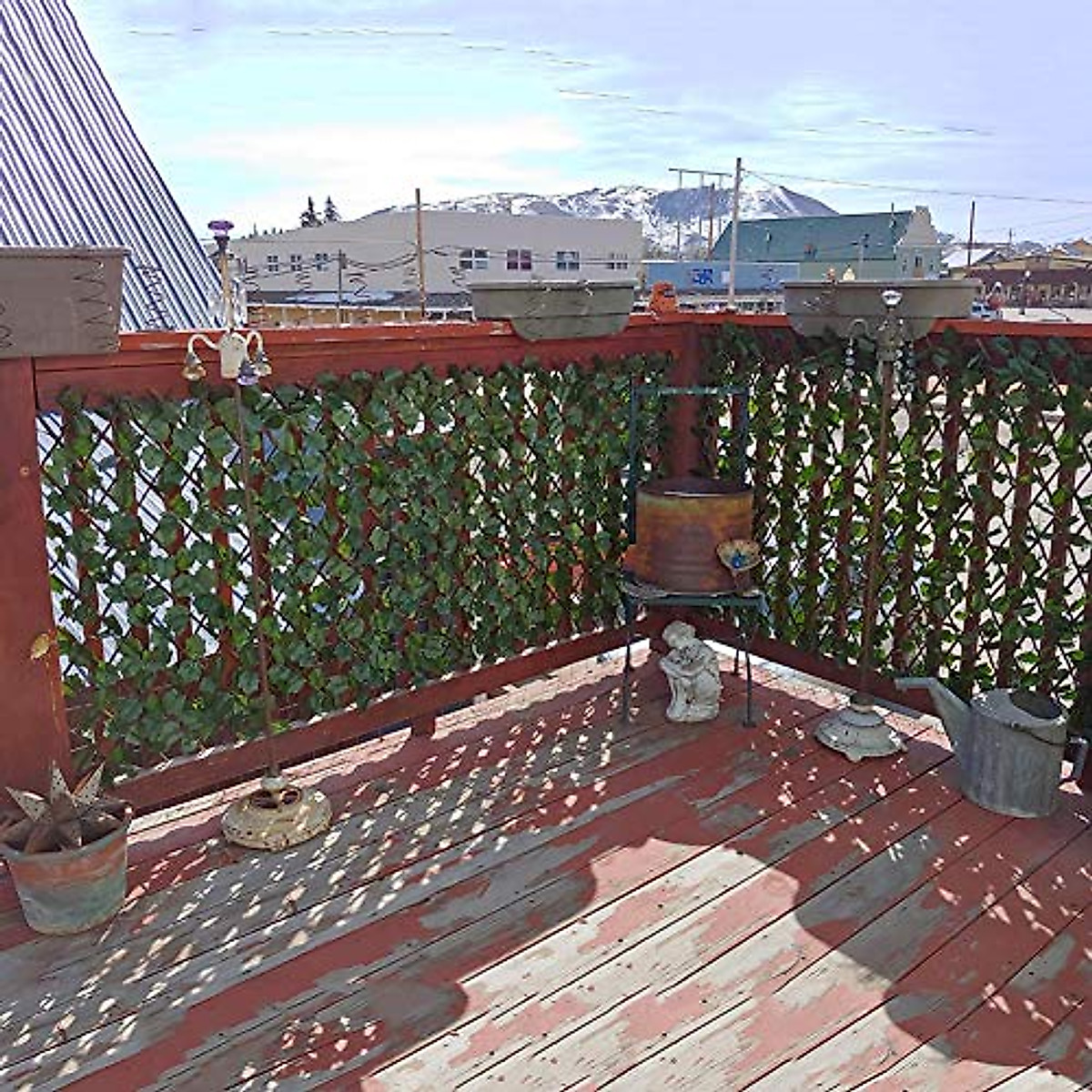 Garden Land Artificial Leaf Faux Ivy Expandable/Stretchable Privacy Fence Screen (2PC,Ivy)…