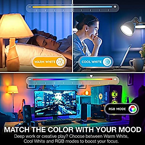 Smart Light Bulbs [4 Pack], WiFi 2.4GHz & Bluetooth 5.0, Compatible w/ Alexa & Google Without Hub, Dimmable, Music Sync, Schedules, Color Changing Bulb RGBCW Smart Bulbs, LED Bulb, A19/E26 9W 810LM