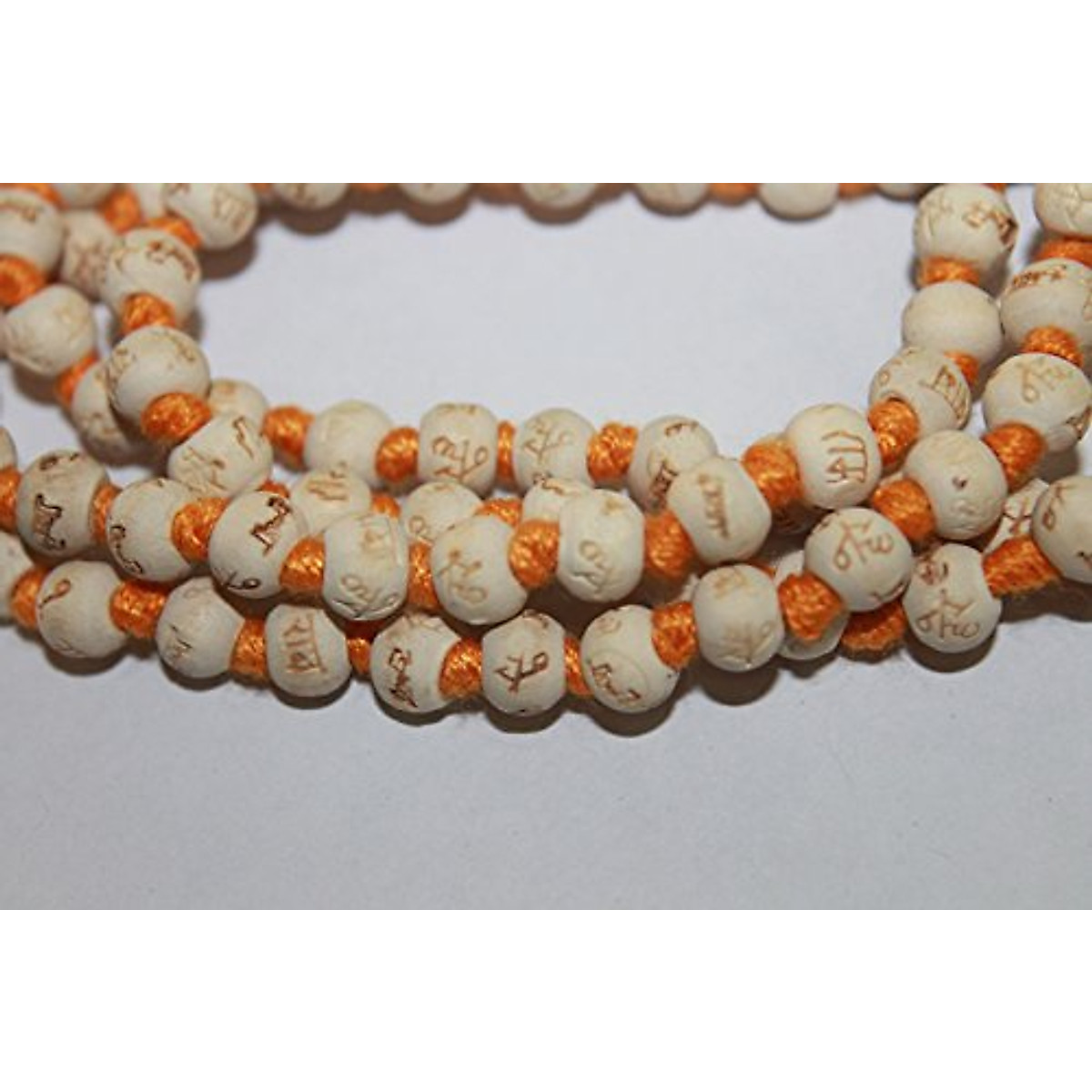 IS4A Hare Rama Hare Krishna Tulsi Holy Basil Japa Mala 108-1 8mm Beads Tulsi Mala With Gomukhi Japa Bag (Orange Knotted)