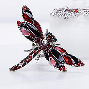 YU FENG Dragonfly Decorative Glass Perfume Bottle Jeweled Enameled Fancy Crystal Perfume Holder Scent Bottles Empty Refillable(Red,40ml)