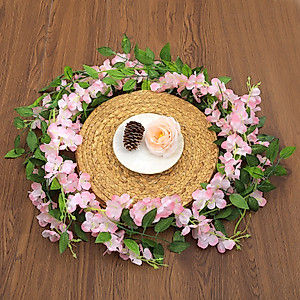 Findosom Wisteria Artificial Flowers Garland, 5Pcs Total 36FT Pink Wisteria Hanging Flowers, Flower Garland Decorations for Home Garden Outdoor Ceremony Wedding Arch Decoration