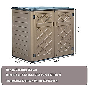 DIYOKAI Thickened Resin Storage Shed Weather Resistance, 38 Cubic Feet Outdoor Storage Cabinet Lockable, Perfect for Backyard, Patio, Garden, Home, Pool