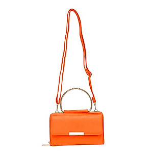 EVVE Small Top Handle Wristlet Clutch Purse,Trendy Crossbody Cell Phone Wallet Purse For Women | Orange