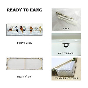 TAR TAR STUDIO Bird Canvas Wall Art Painting: Abstract Animal Artwork Picture for Living Room (36''W x 12''H, Multiple Sizes)