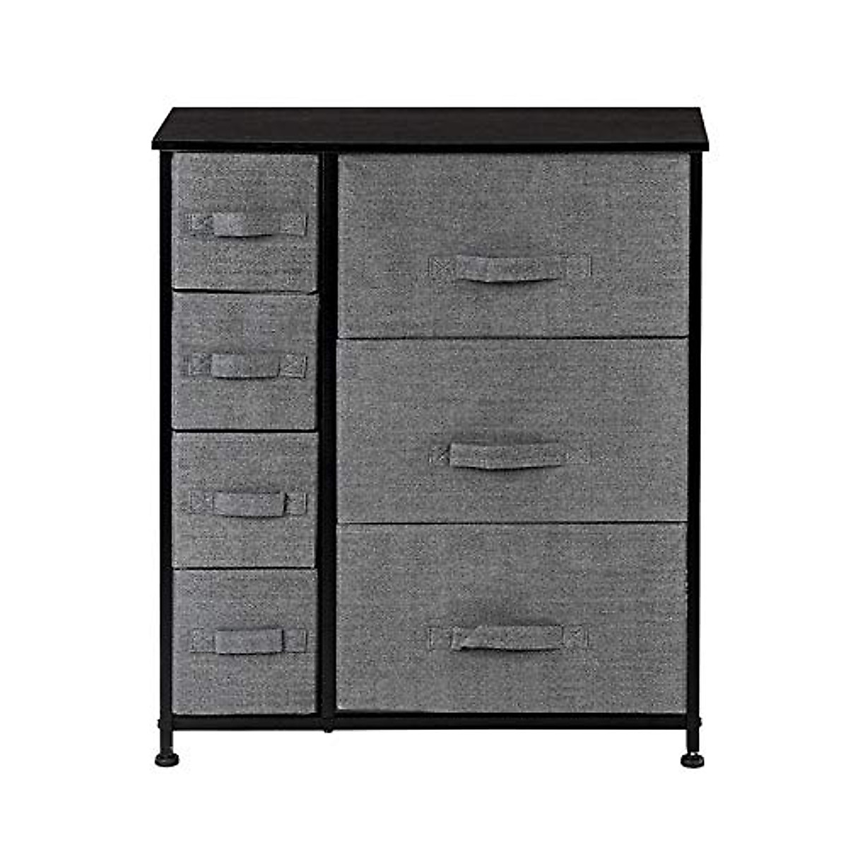 Kcelarec Drawer Dresser Storage Organizer 7-Drawer Closet Shelves, Sturdy Steel Frame Wood Top with Easy Pull Fabric Bins for Clothing, Blankets (Grey)