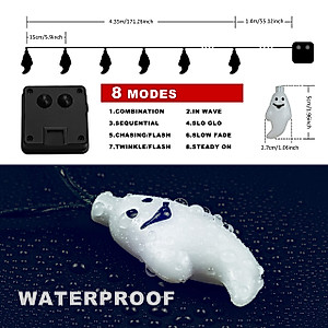 Qunlight Solar String Lights, Halloween Decoration Lights,8 Modes 2PACK 20ft 30 LED Waterproof Outdoor Decorative Ghost Fairy Lights for Patio, Garden, Gate, Yard, Halloween Christmas Decoration