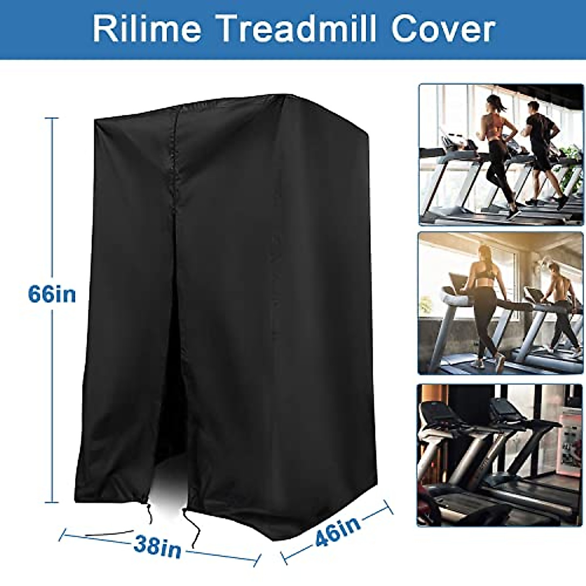 Rilime Treadmill Cover,Folding Treadmill Cover Waterproof Outdoor,Dustproof Cover for Nordictrack Treadmill Folding Running Machine,46" L X 38" W X 66" H