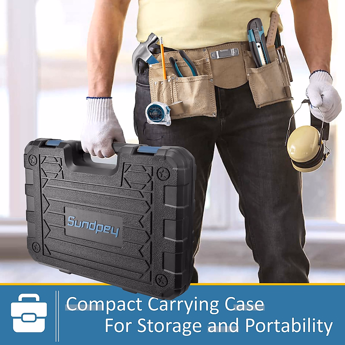 Sundpey Home Tool Kit 148-Pcs - Household Basic Complete Hand Repair portable Tool Set with Case & Ratcheting Screwdriver & Hex Key & Pliers & Wrench & Voltage Tester & Water Pump Plier for Men Women