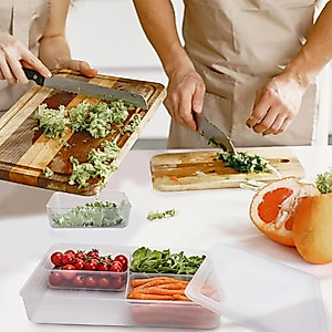 Sousnous Divided Serving Tray with lid, 14 inch Veggie Tray Snack Container Snackle Box Charcuterie Board, 4 Compartment Salad Bar Meat Keeper Food Storage Containers, Clear