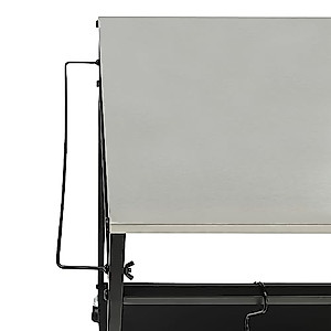 CNCEST Outdoor Grill Cart, Double-Shelf Movable Cooking Table, Outdoor Dining Cart with Storage and on Wheels, Stainless Steel Tray Kitchen BBQ Food Prep Table for Grill,Dining Cart Table-Silvery