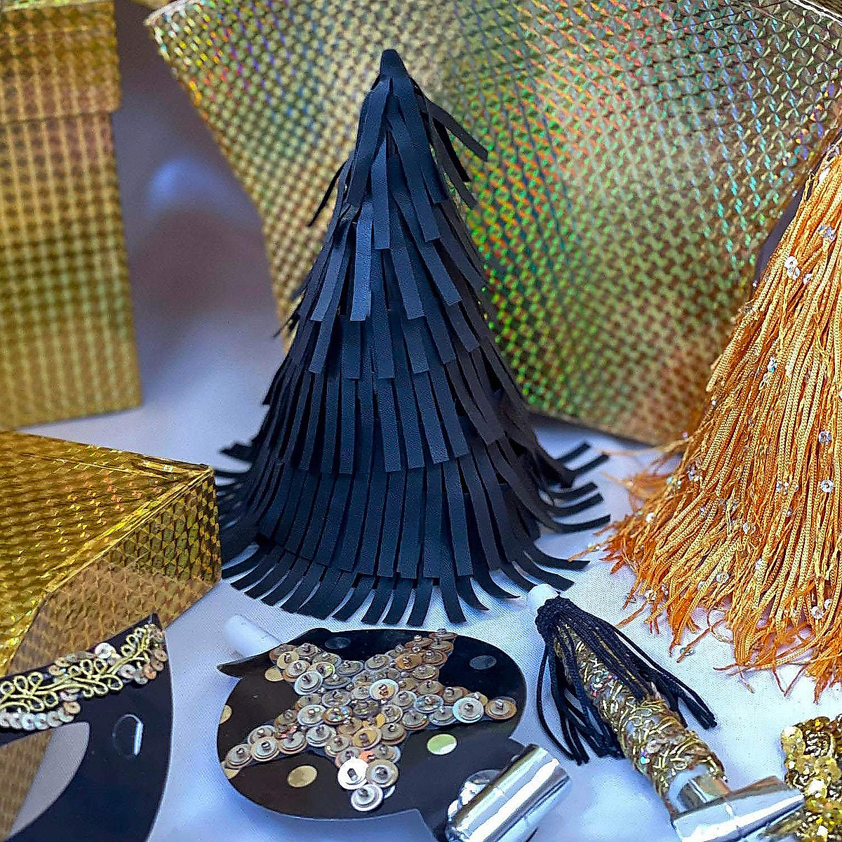 Trims by the Yard 2" Matte Finish Vegan Leather Fringe Trim, Black (5 Yard Cut)