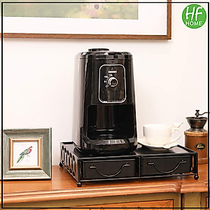 Coffee Vertuo Pod Holder, Capsules Stand Storage Drawer for K Cup Holders, Pod Holders Station for Counter Organizer for K-Cup Pods, Nespresso OriginalLine, Teabags Home Kitchen Bar -Black Metal